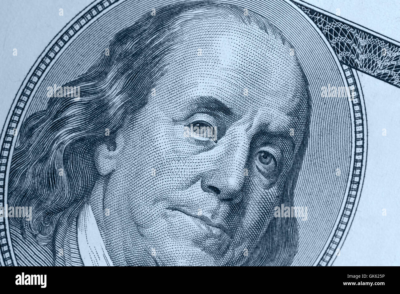 Benjamin Franklin blue color Stock Photo - Alamy