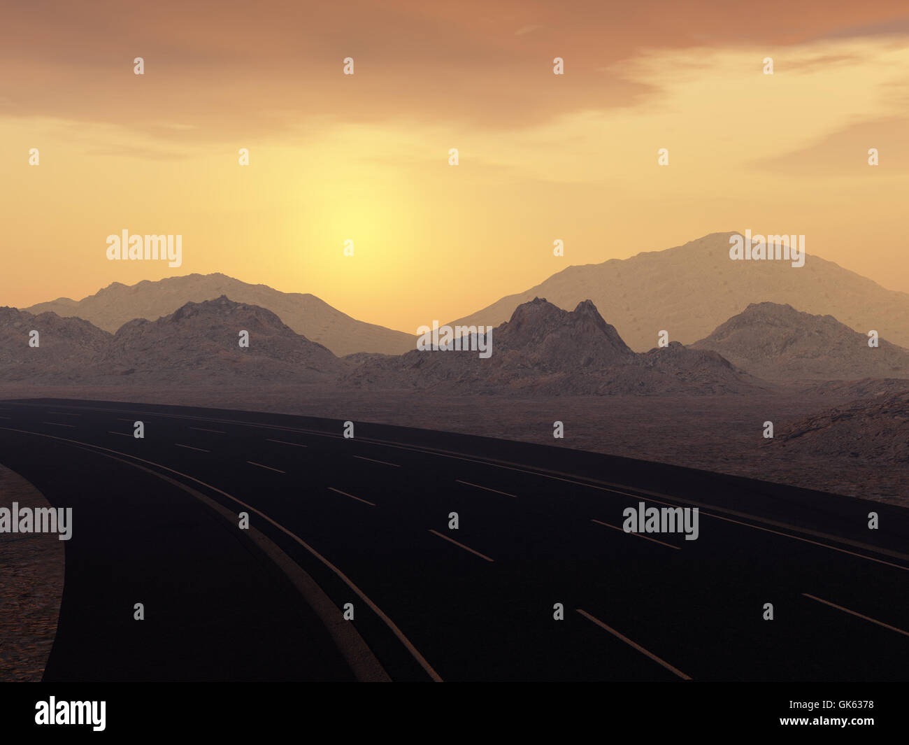 road and yellow sunset Stock Photo - Alamy