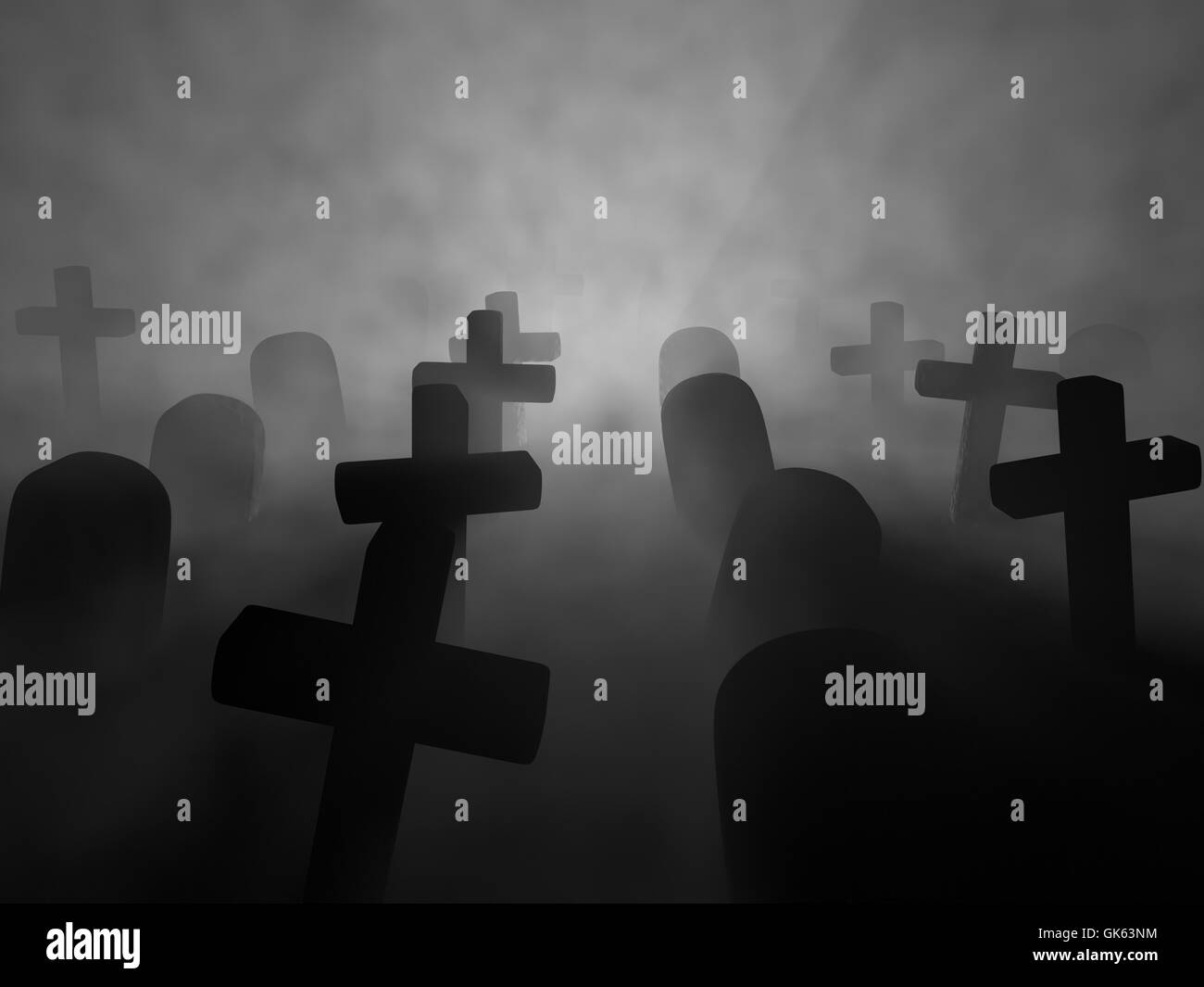 cross fog cemetery Stock Photo - Alamy