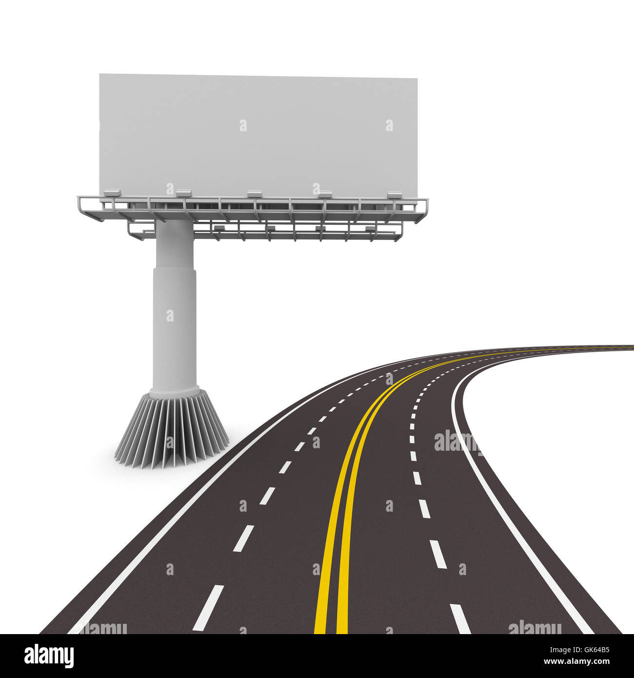 asphalted road with billboard. Isolated 3D image Stock Photo - Alamy