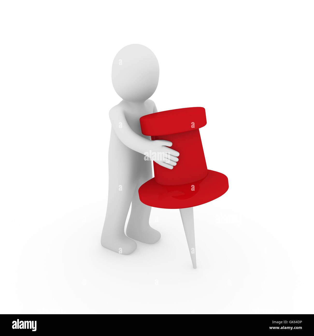 3d human man red tack Stock Photo - Alamy