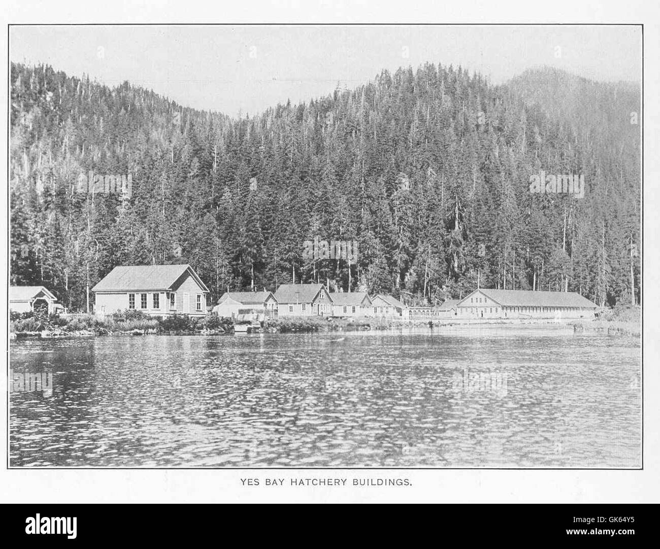 An image of the Yes Bay Hatchery buildings, located in Alaska. The ...