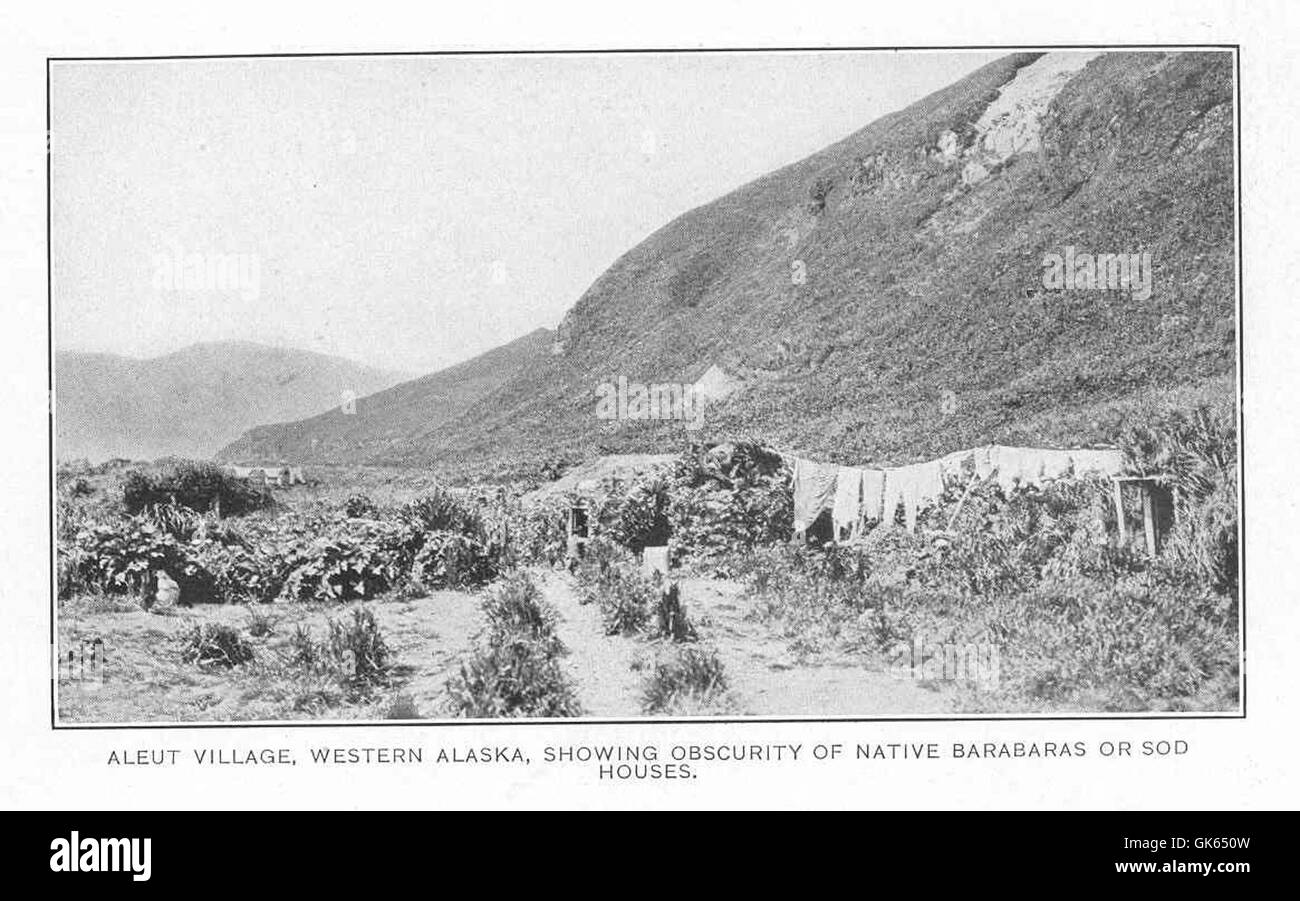 An Aleut village in western Alaska, showcasing traditional native ...