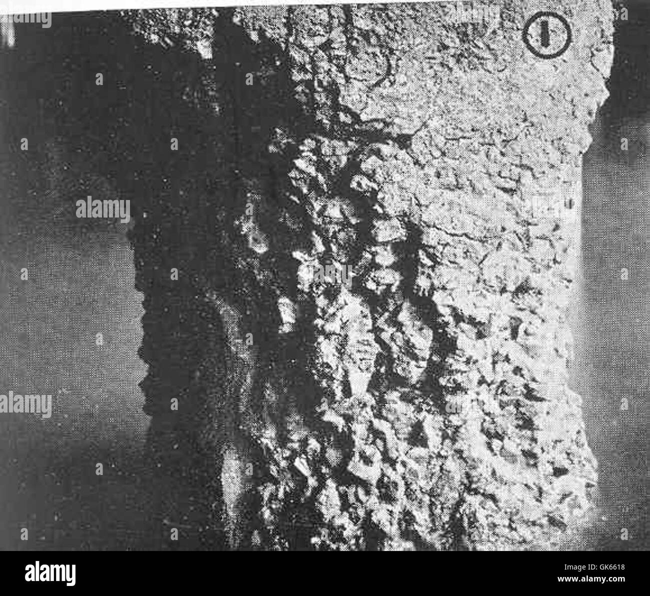This image depicts the disintegration of a concrete composite pile ...
