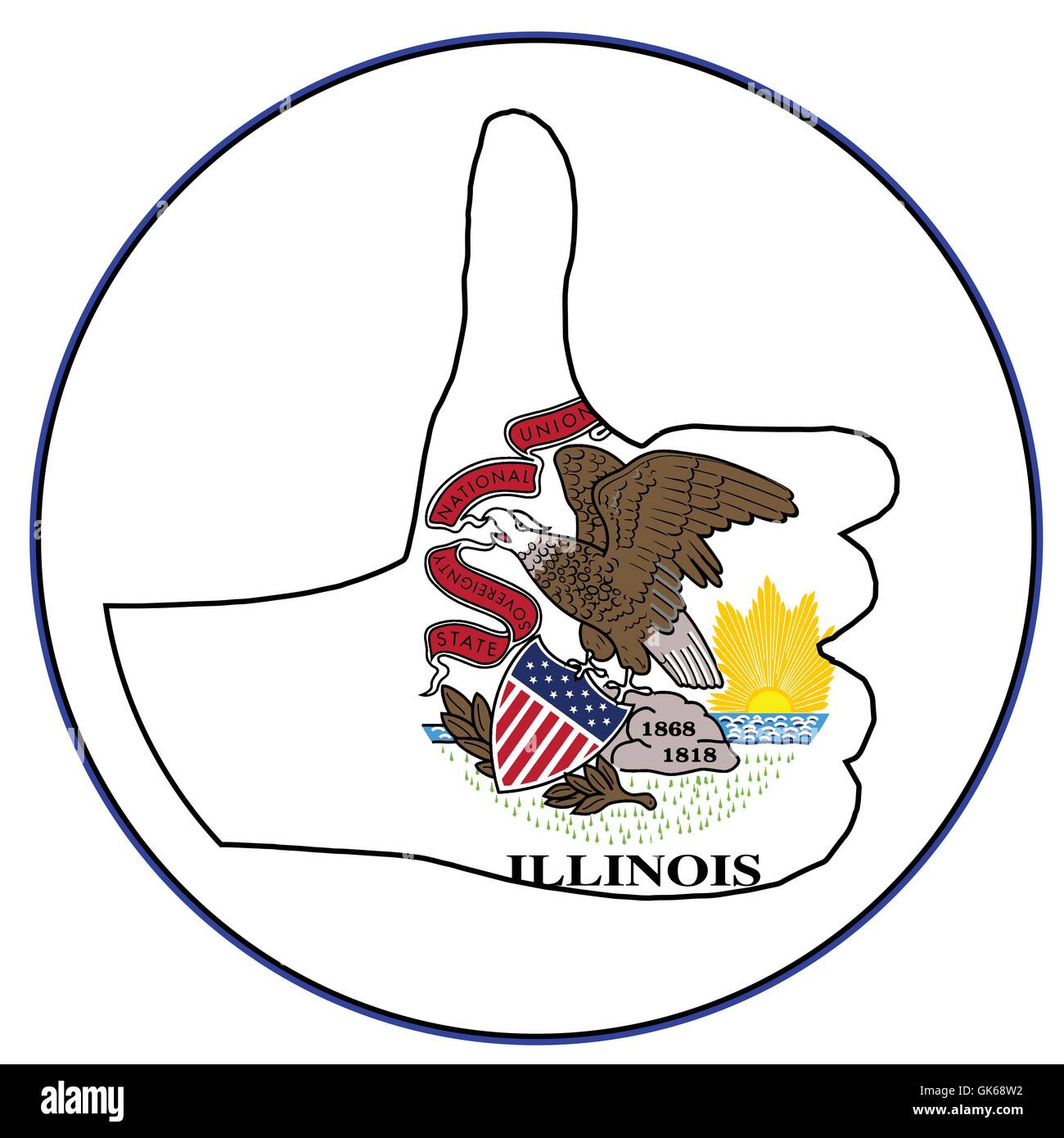 Illinois Flag hand giving the thumbs up sign all over a white ...