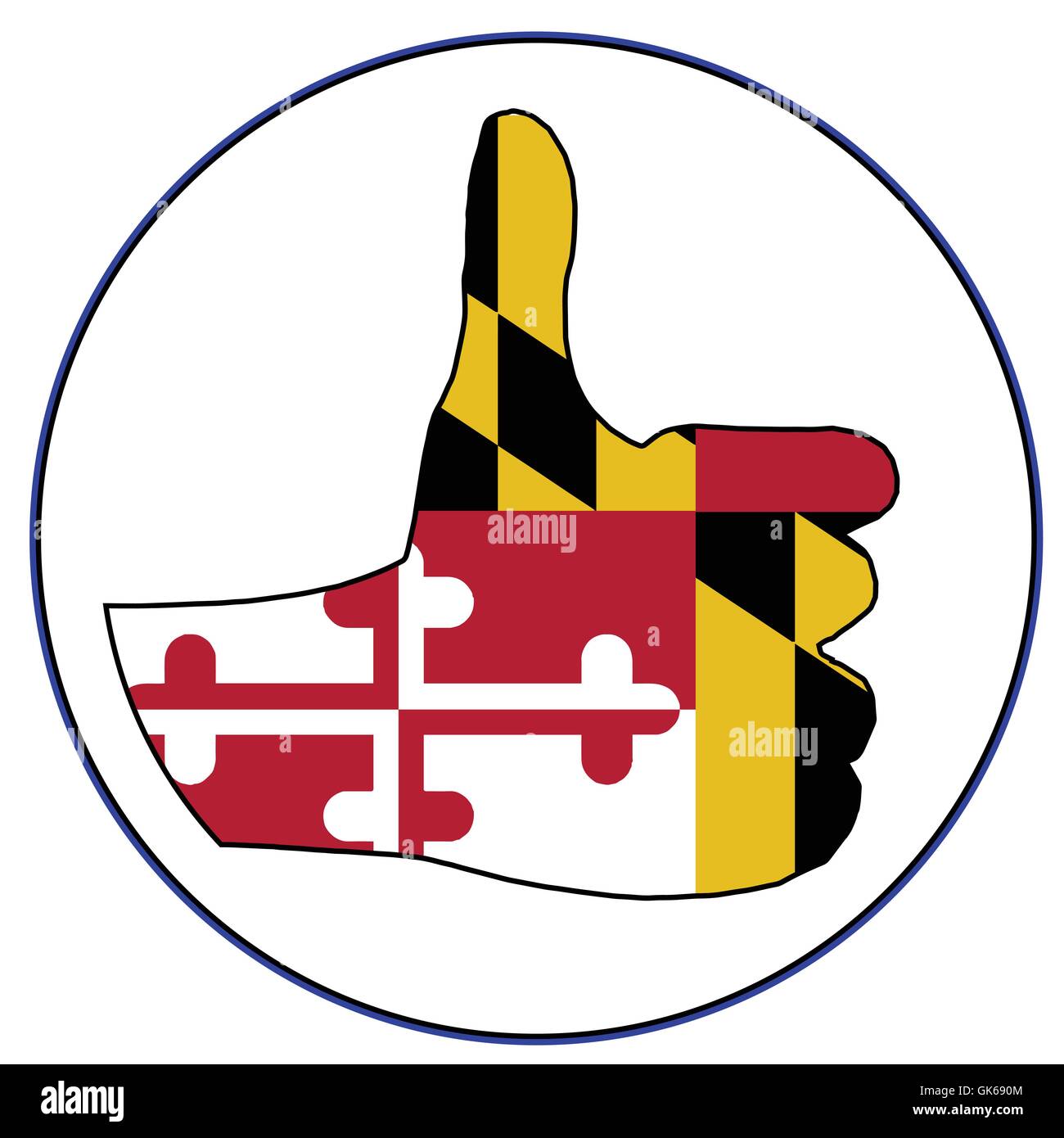 Maryland Flag hand giving the thumbs up sign all over a white ...