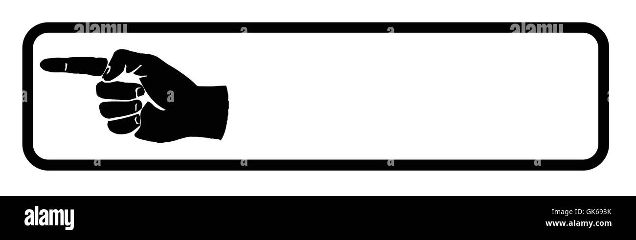 A typical blank pointing finger direction sign over a white background ...