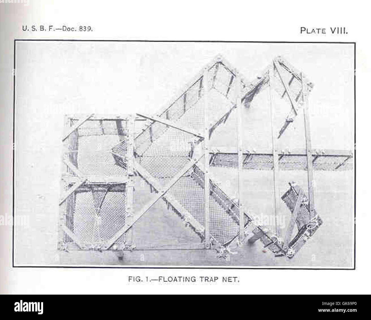 A floating trap net is used in commercial fishing to capture fish by ...