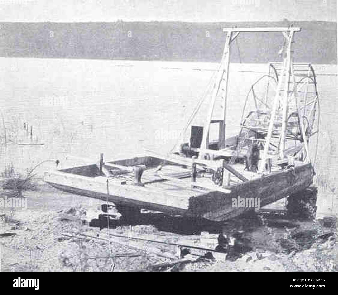 A scow fish wheel is used in the fishing industry for catching fish ...