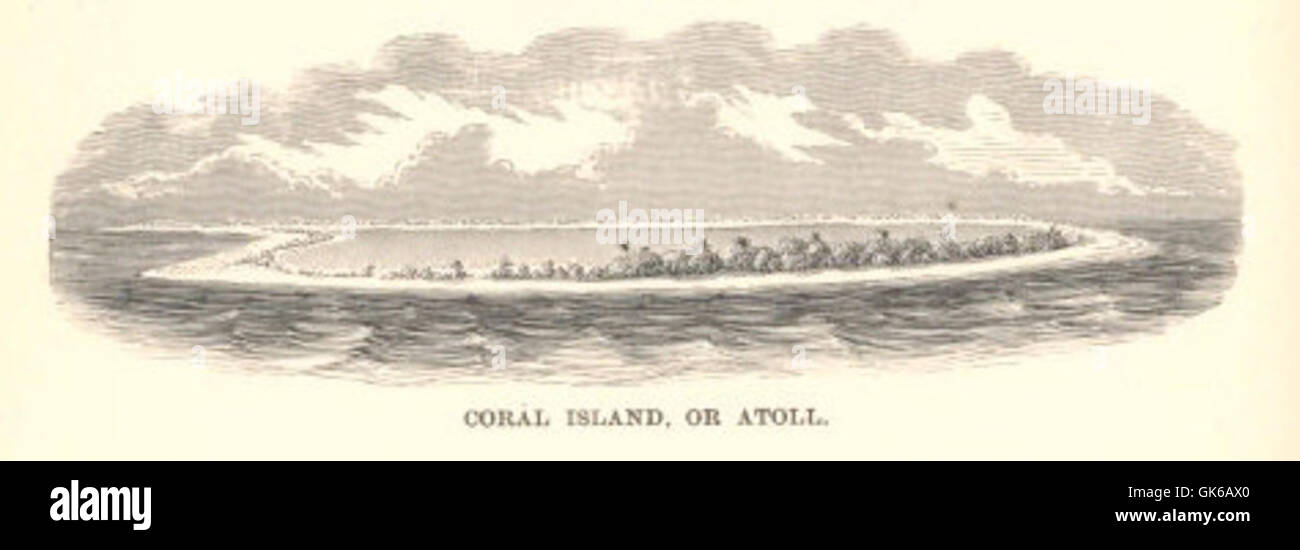 This historic illustration depicts Coral Island, or Atoll, from a ...