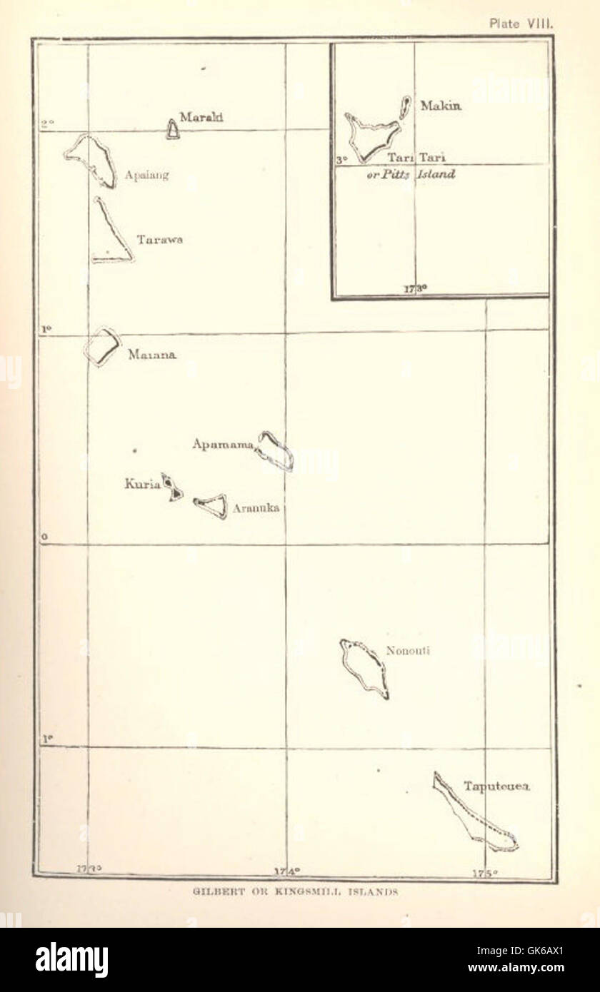 This historical illustration of the Gilbert or Kingsmill Islands ...