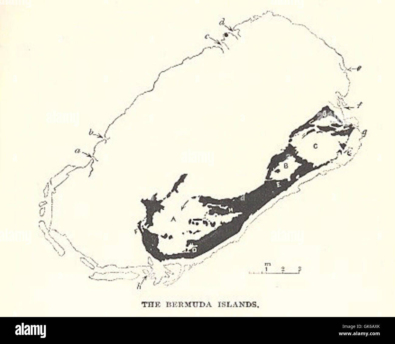 This historical map illustration of the Bermuda Islands depicts the ...
