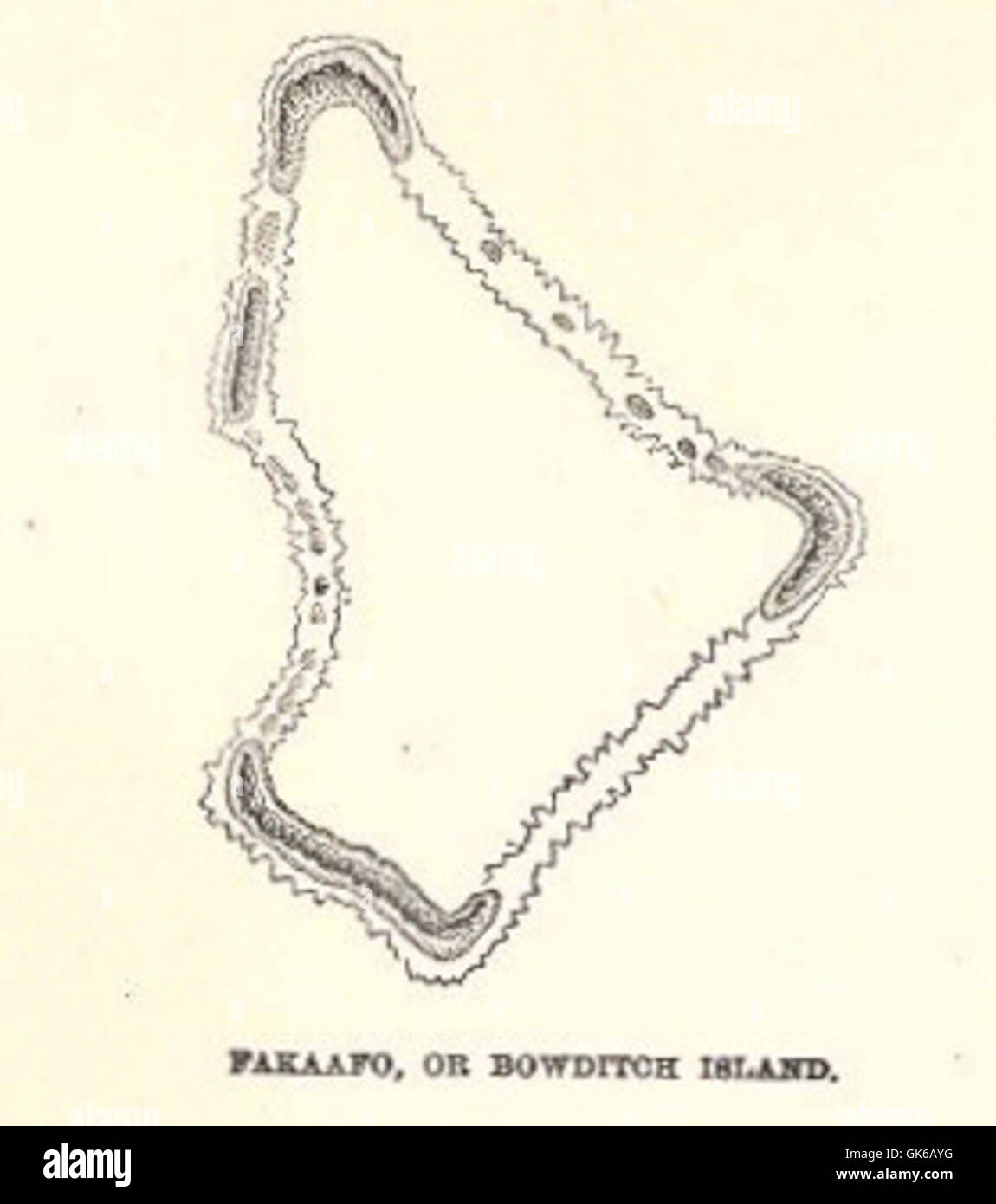 This historical manuscript or map illustration of Fakaafo or Bowditch ...