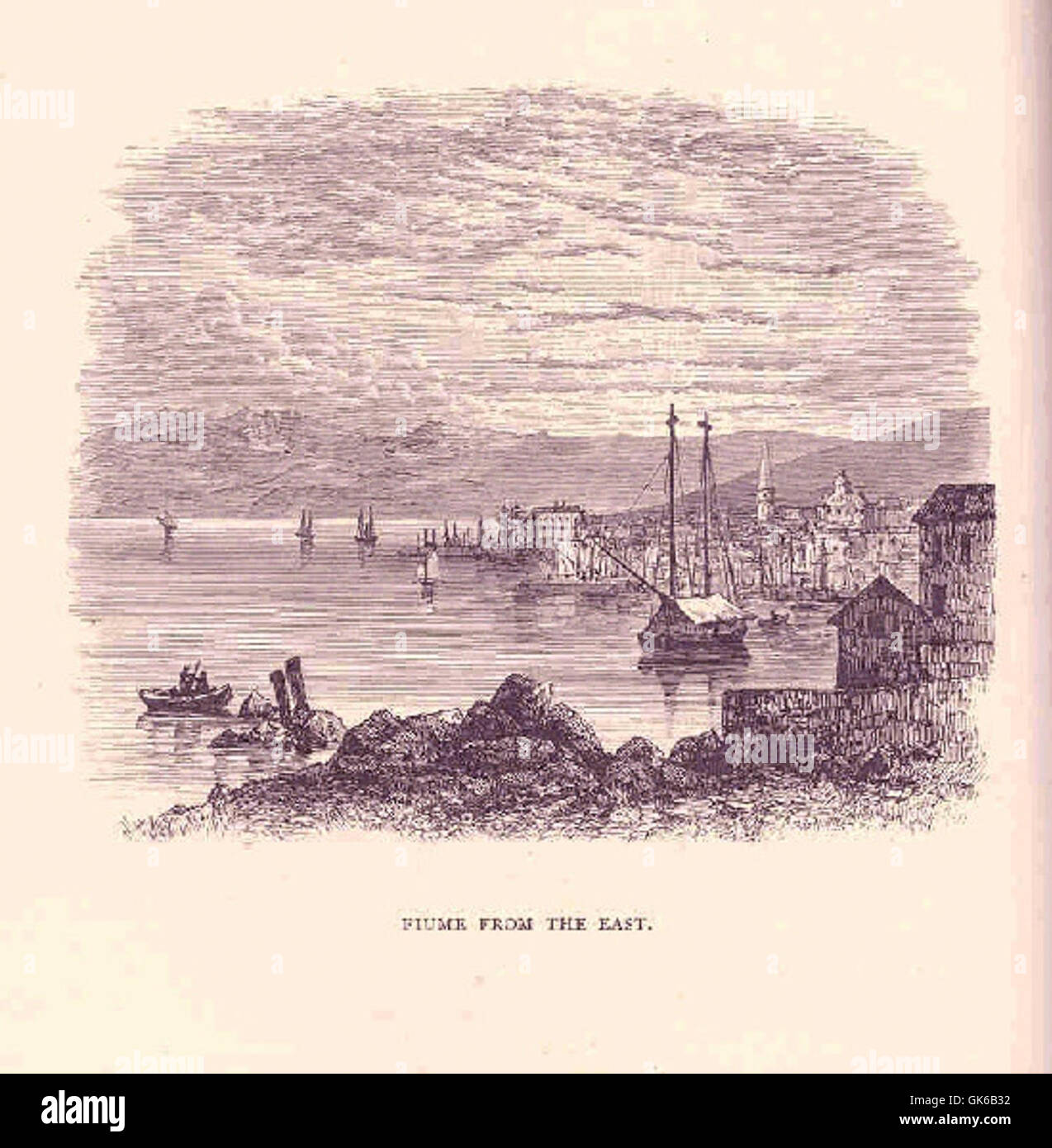 ‘Fiume From the East’ is an antique map illustration depicting the ...