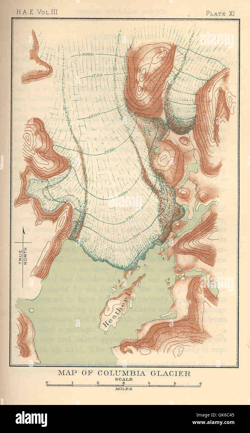 This map shows the Columbia Glacier, located in Alaska. It provides ...