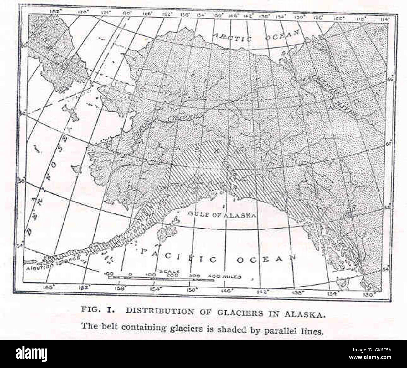 This map illustrates the distribution of glaciers in Alaska ...