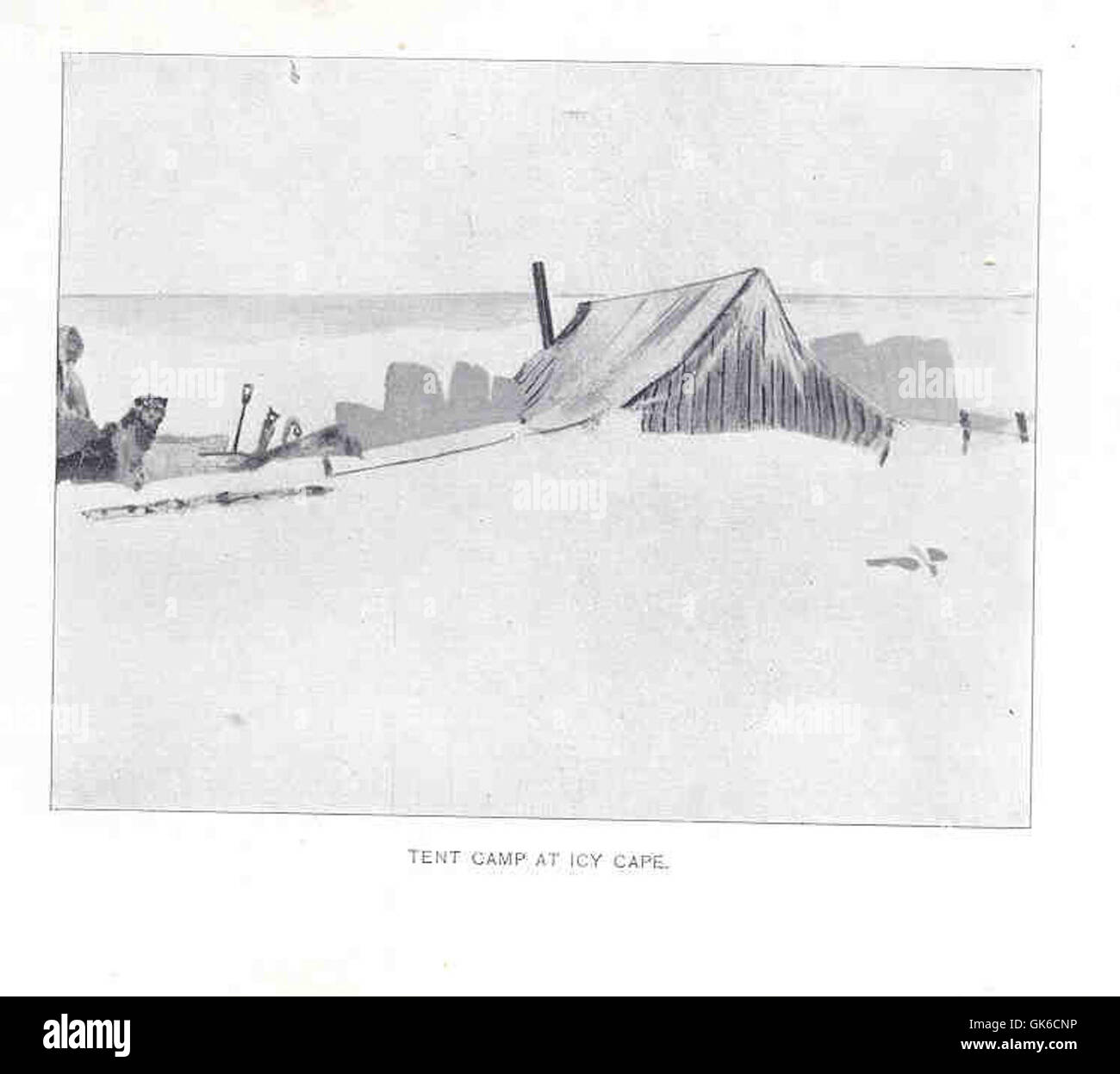 A tent camp at Icy Cape is depicted, showing a temporary settlement in ...