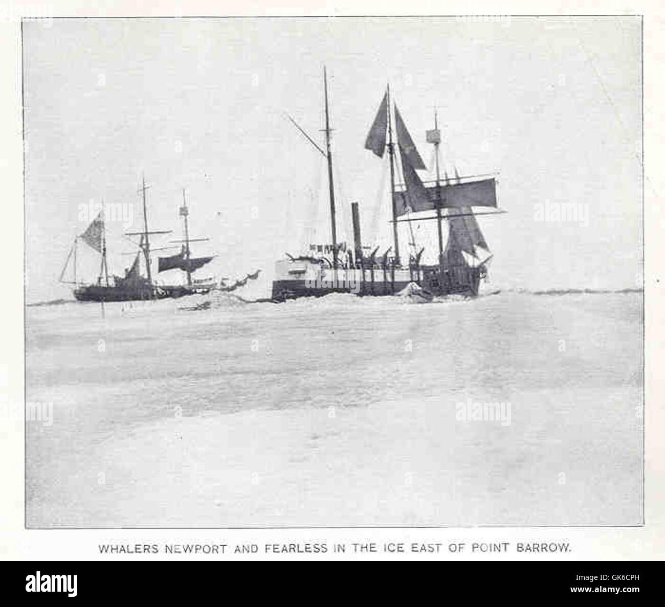 The *Newport* and *Fearless*, two whaling ships, are depicted in icy ...