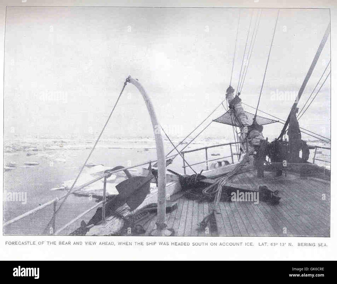 The forecastle of the ship *Bear* is depicted as it heads south through ...