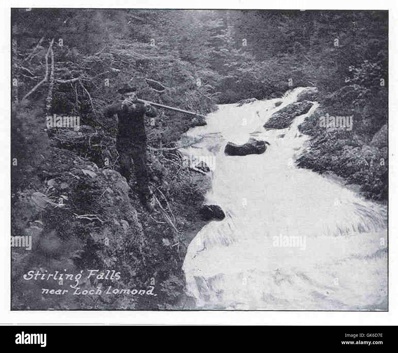 Stirling Falls, located near Loch Lomond, is shown. This natural ...