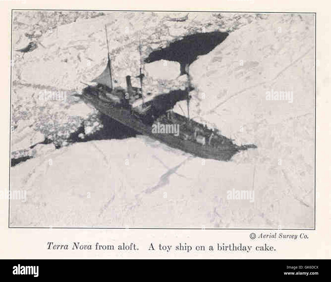 The Terra Nova, an early 20th-century research vessel, is depicted from ...