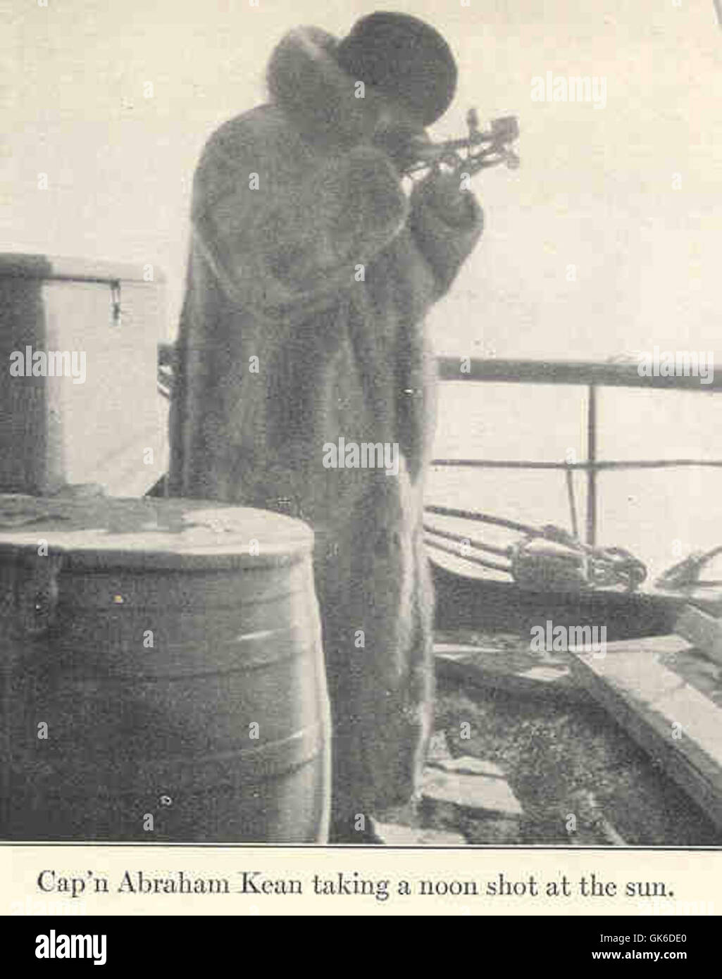 Captain Abraham Kean is shown taking a noon shot at the sun, a method ...