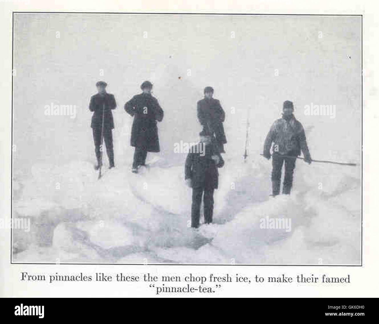 In this image, workers are shown chopping fresh ice from natural ...