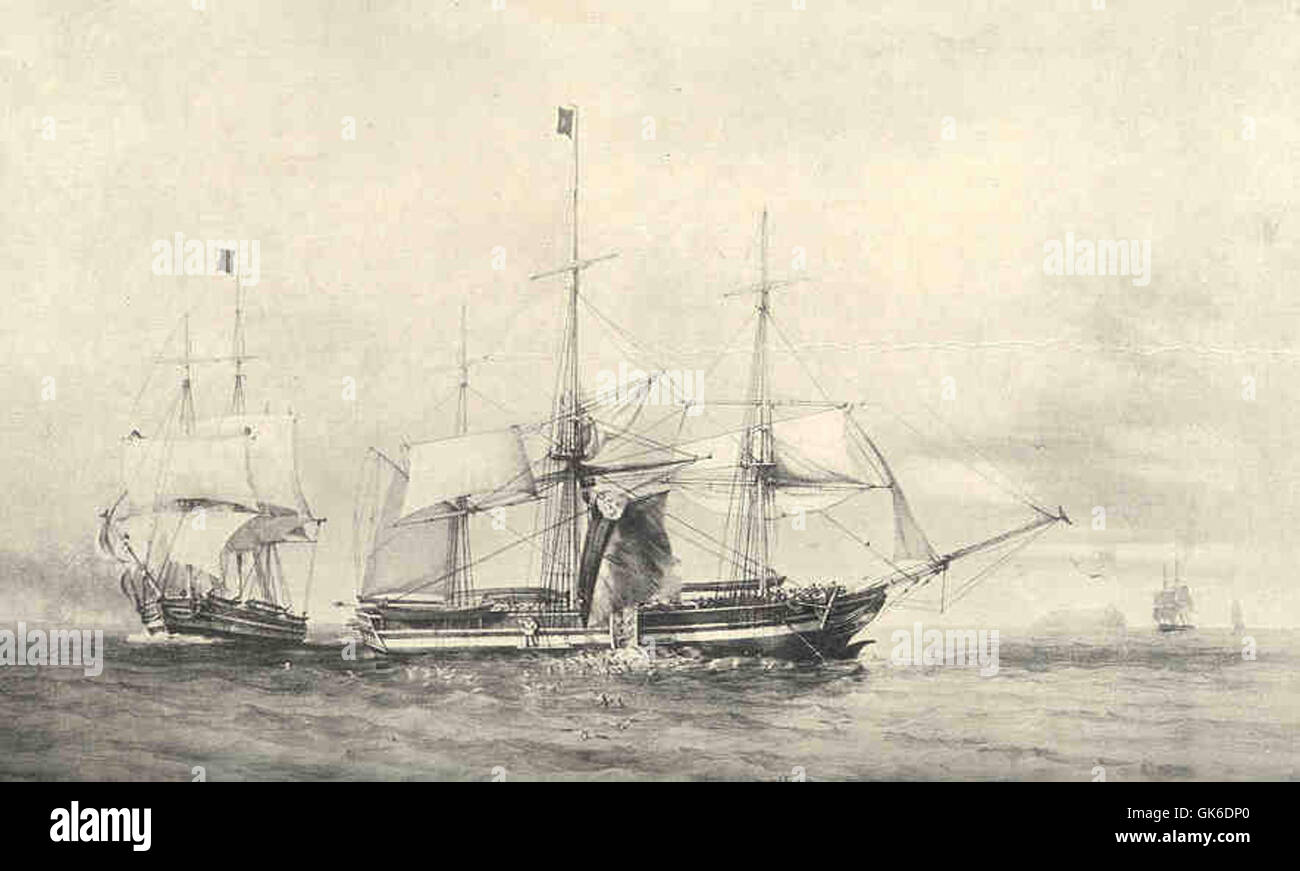 An American whaler ship on the North West Coast, depicted cutting-in ...