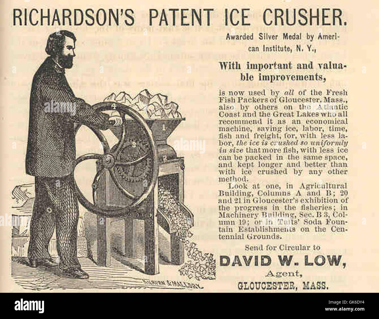 Richardson's Patent Ice Crusher is a mechanical device designed to ...