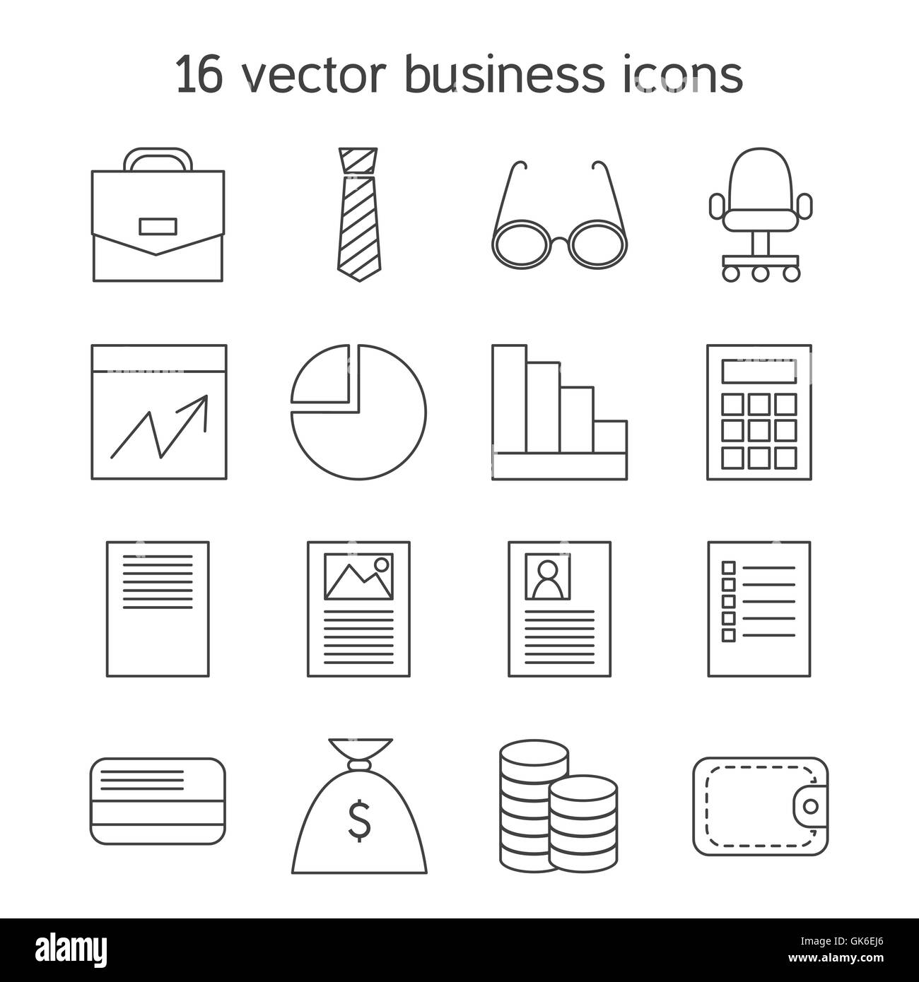 Business icons set. Office and document symbols. Vector Stock Vector ...