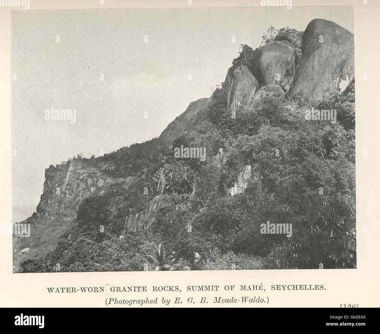 Water-worn granite rocks at the summit of Mahe in the Seychelles ...