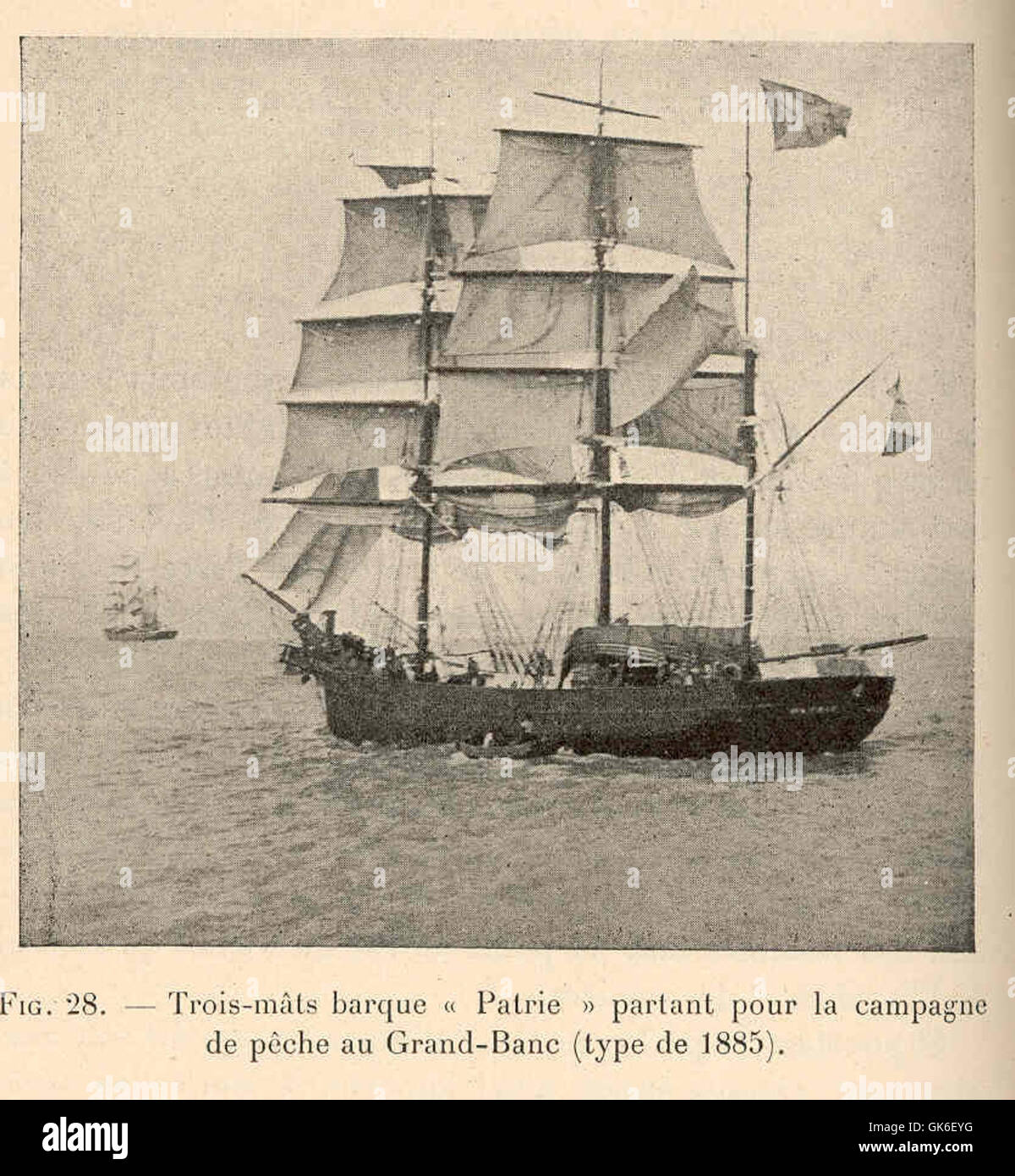 The Trois-mats barque 'Patrie' departs for the Grand-Bank fishing ...