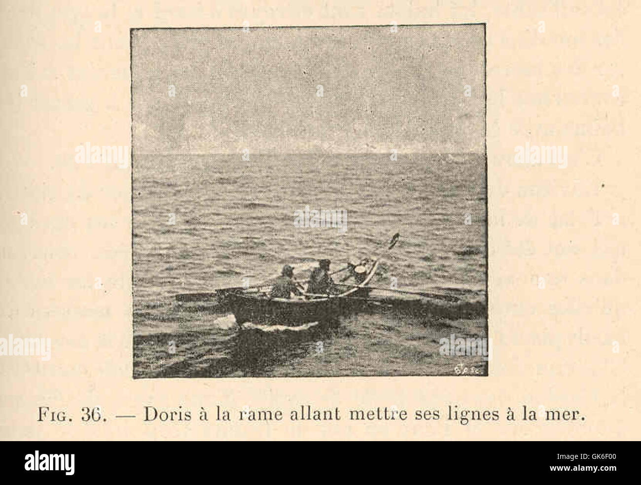 This image depicts a traditional fishing boat, named Doris, rowing out ...