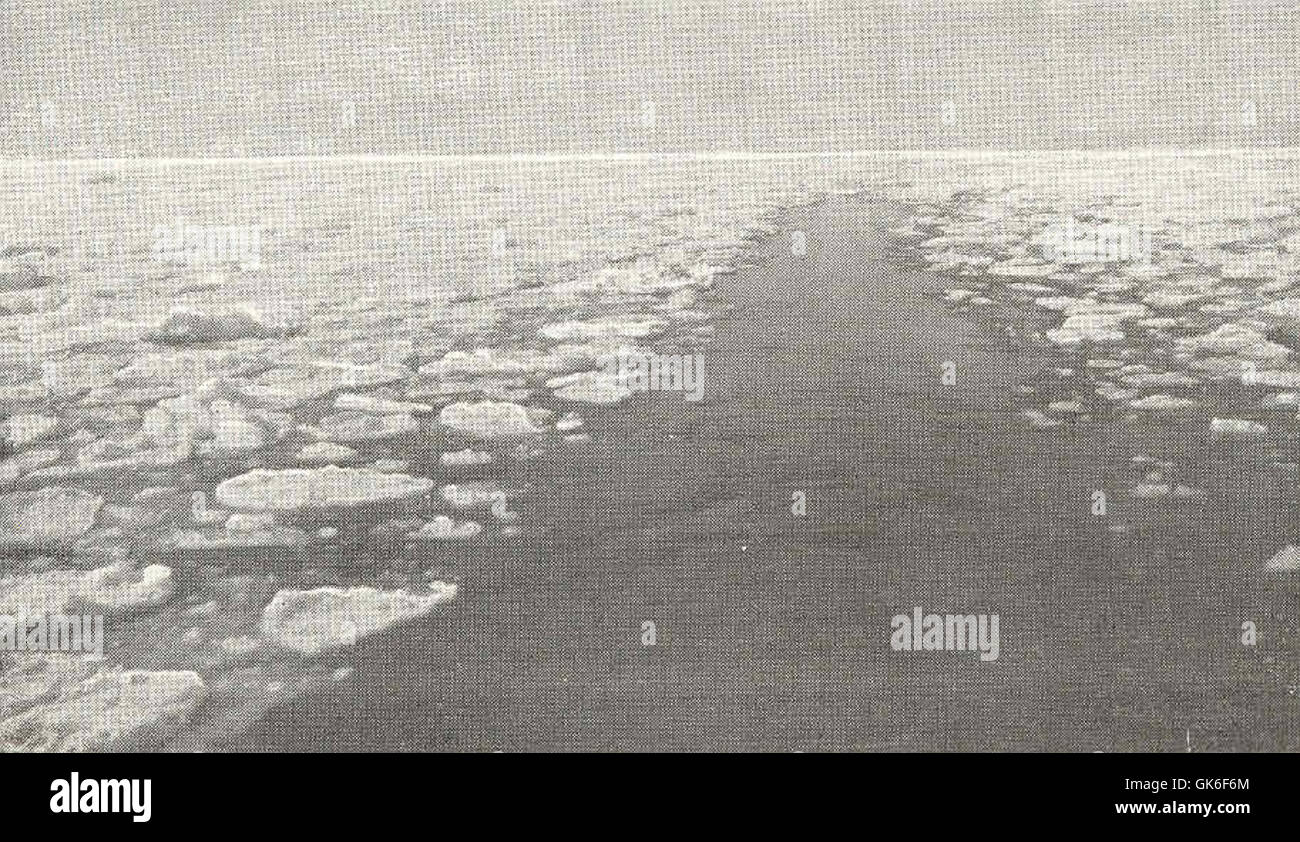 This 19th-century illustration depicts the path of broken ice sheets ...