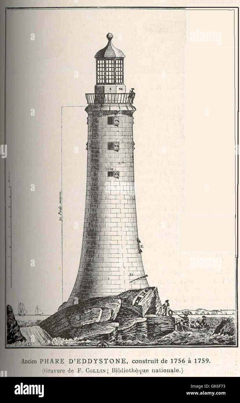 The Eddystone Lighthouse, constructed between 1756 and 1759, is a ...