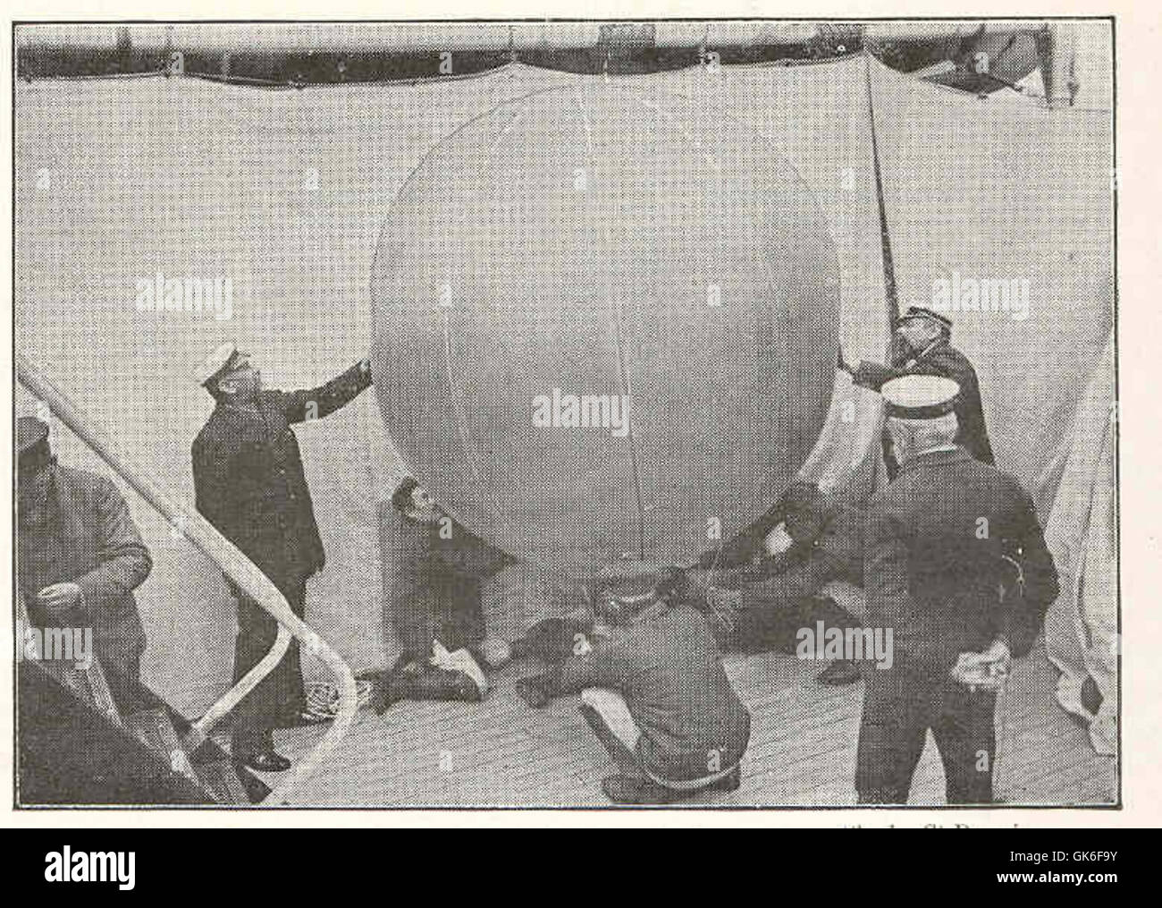 This image shows the inflation and final examination of a weather ...