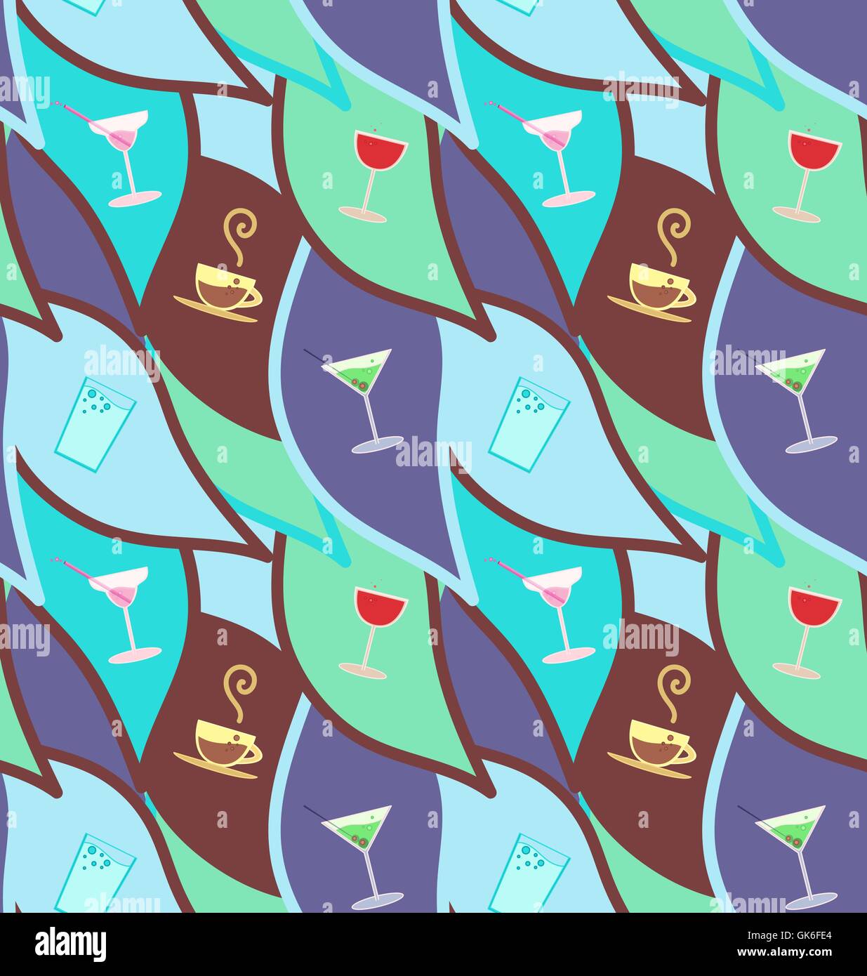Vector seamless pattern with cocktails, restaurant background Stock ...