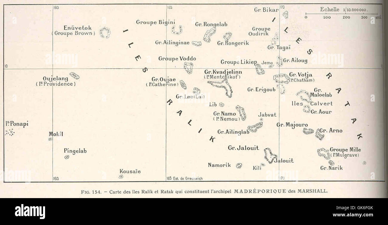 A map of the Ralik and Ratak Islands, part of the Marshall Islands ...