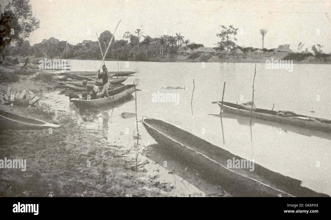 Pirogues, traditional dugout canoes, crafted from tree trunks, used ...