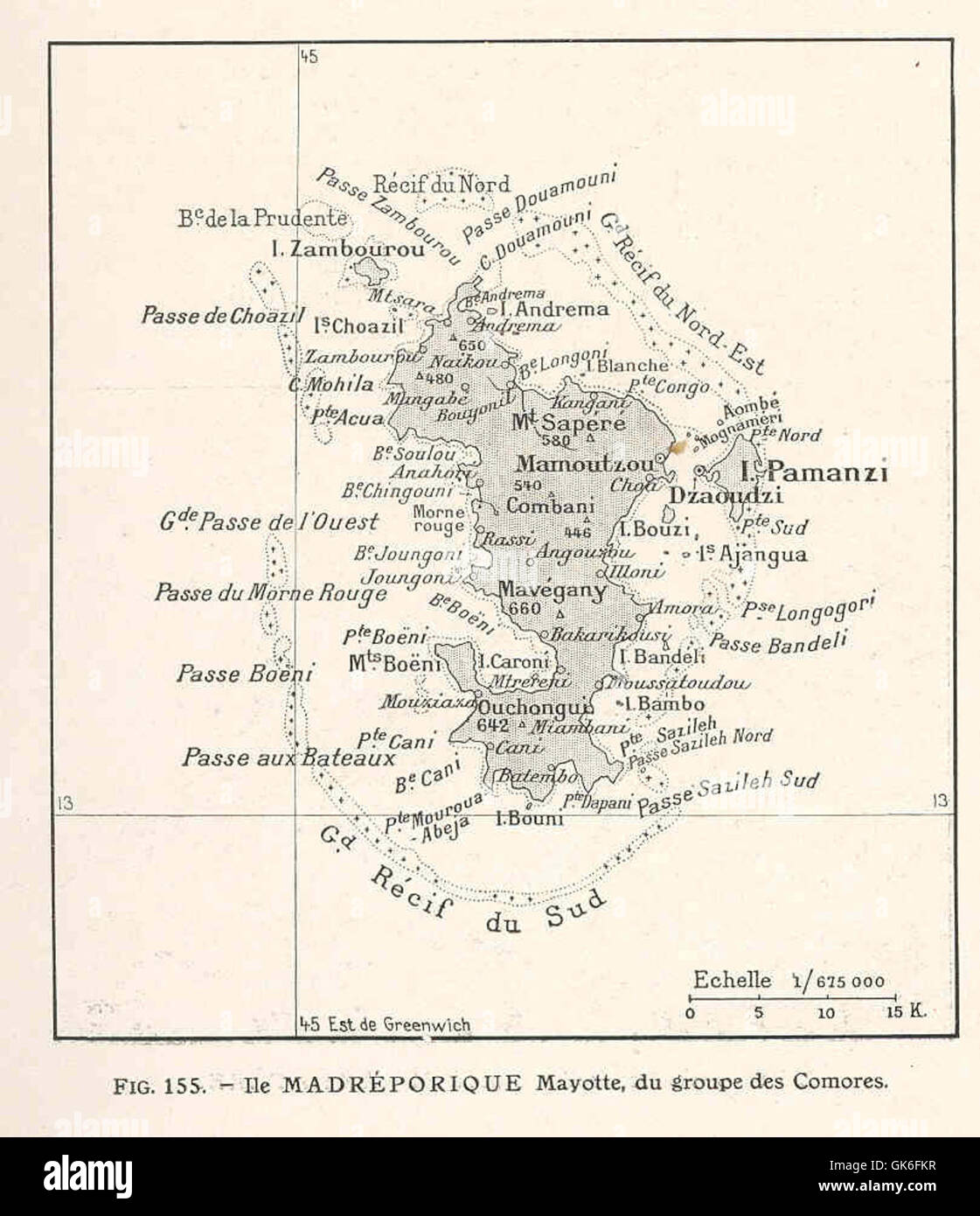 The Madreporique reef of Mayotte, located in the Comoros Archipelago ...