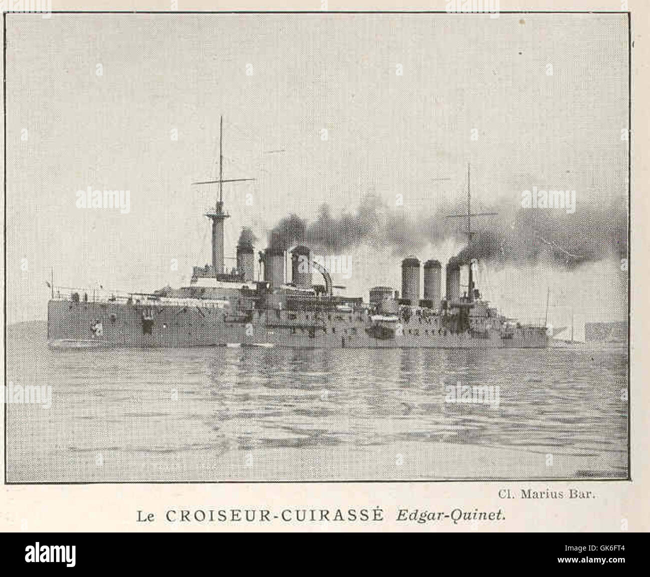 An image of the French armored cruiser 'Edgar Quinet,' a notable ...