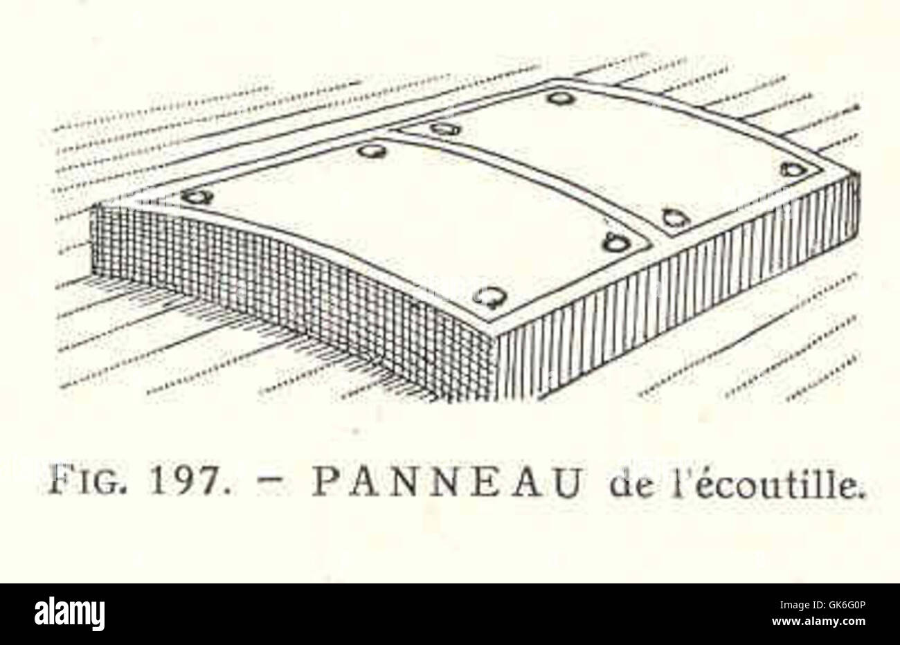 A panel of the hatch, used in maritime vessels to provide access to ...