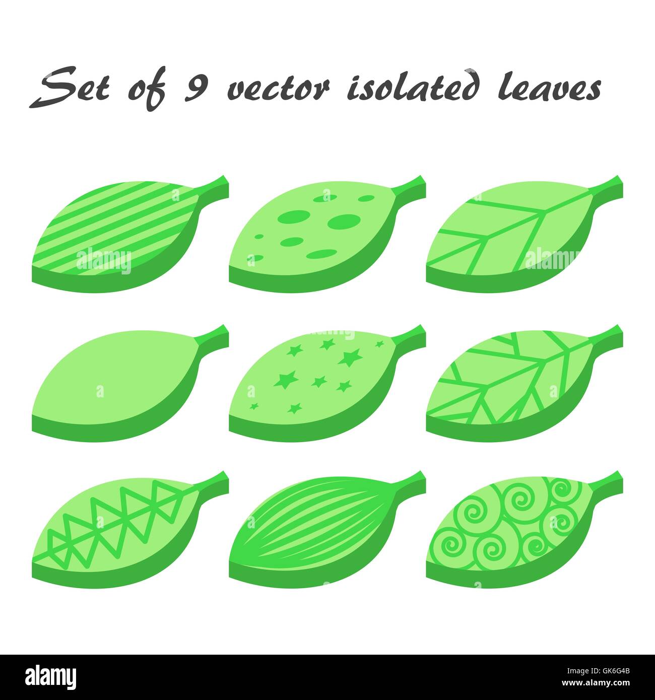 Vector set of 9 green leaves, ecology symbols Stock Vector Image & Art ...