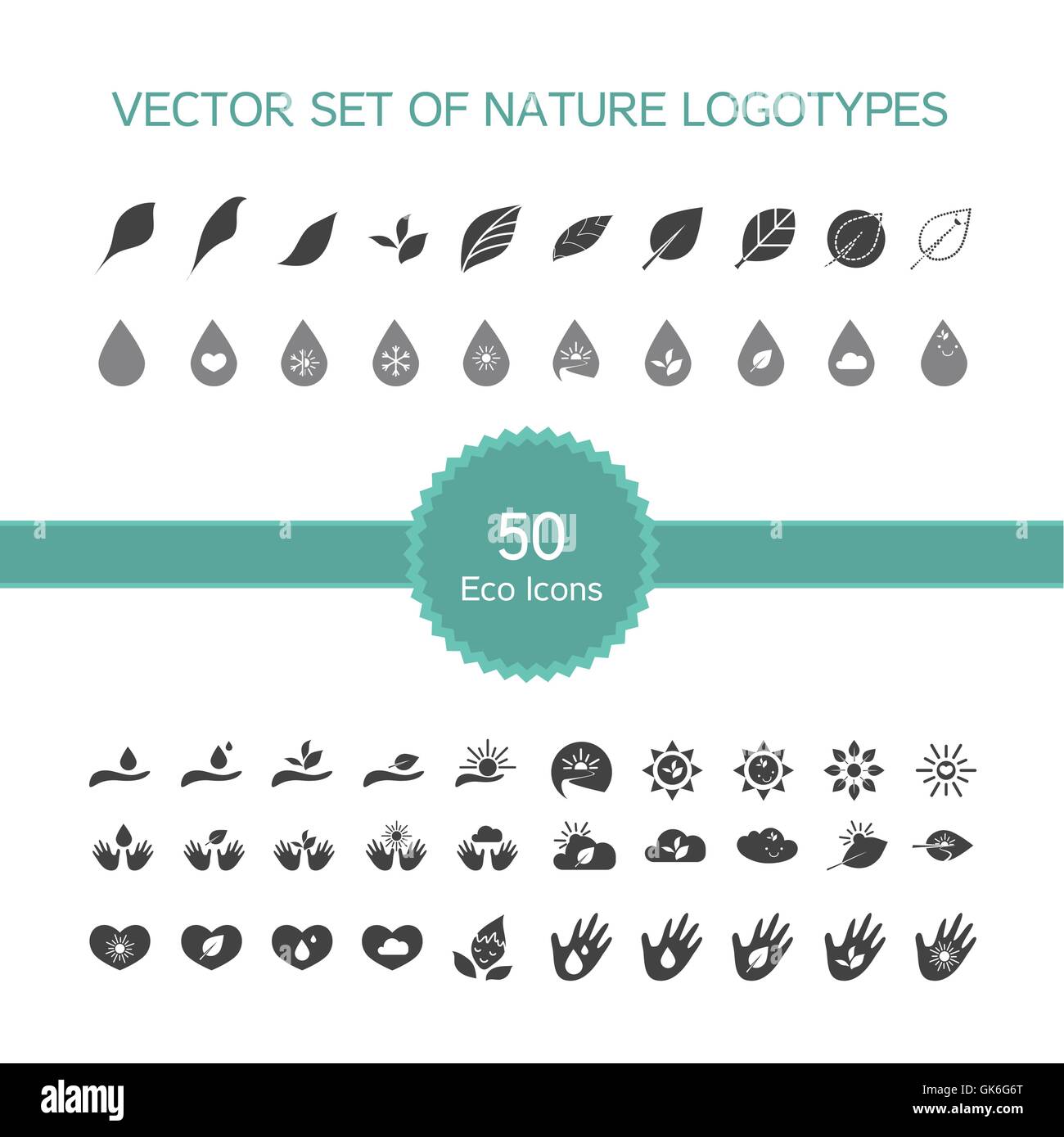 Vector set of 50 ecology icons, nature logo, biology symbols from ...