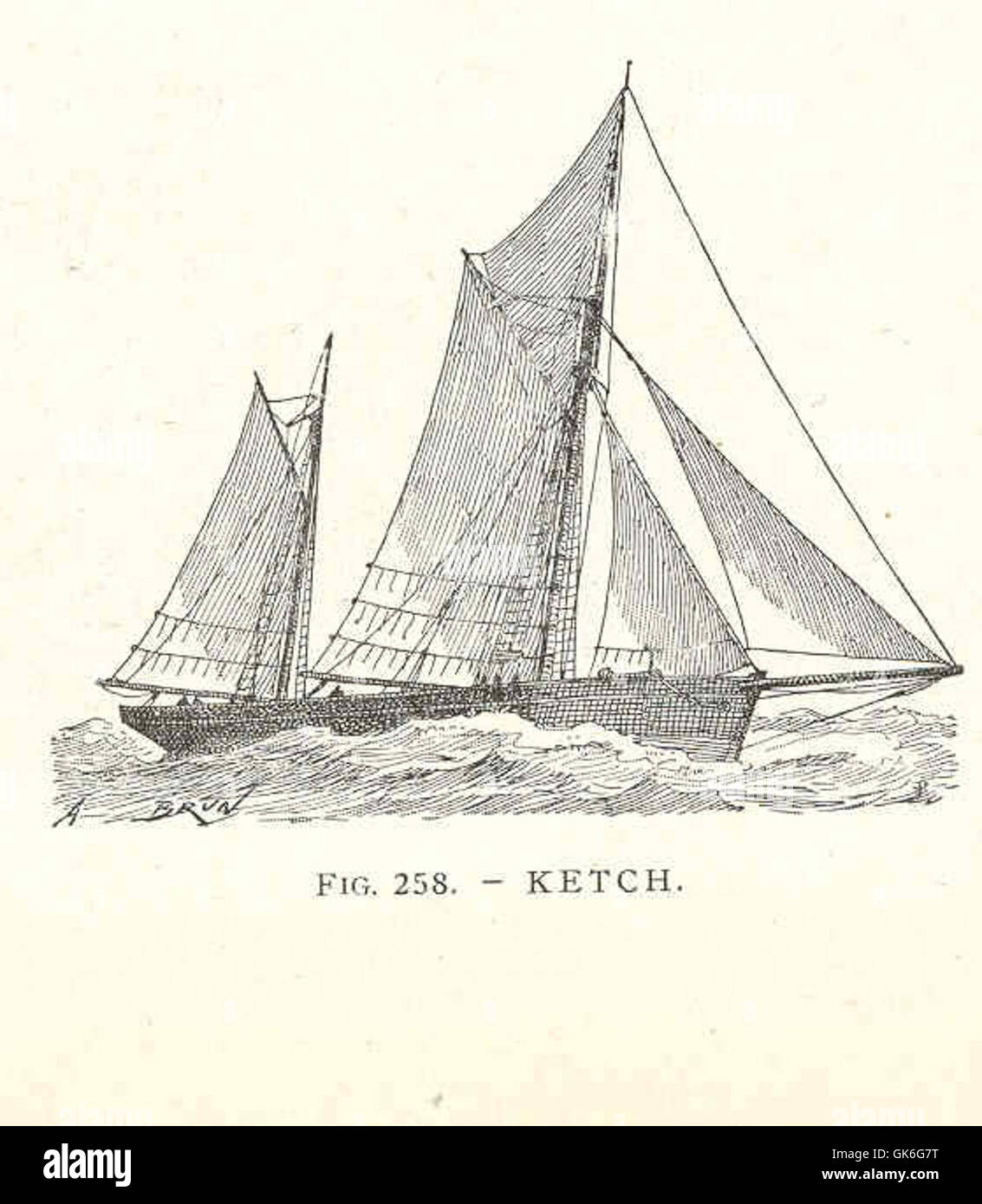 A traditional ketch sailing vessel, known for its two-mast rigging. The ...