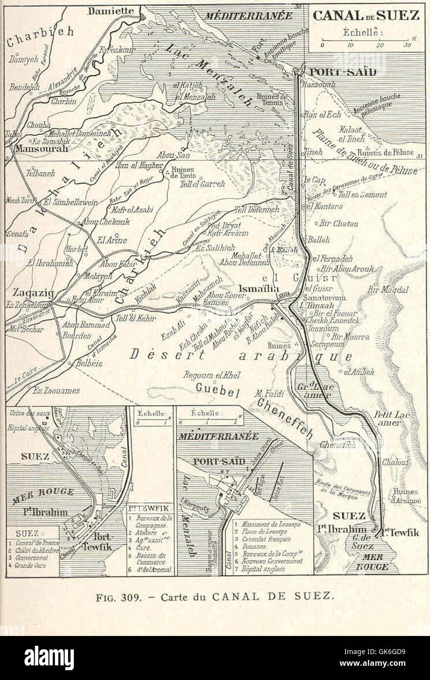 Map of the suez canal hi-res stock photography and images - Alamy