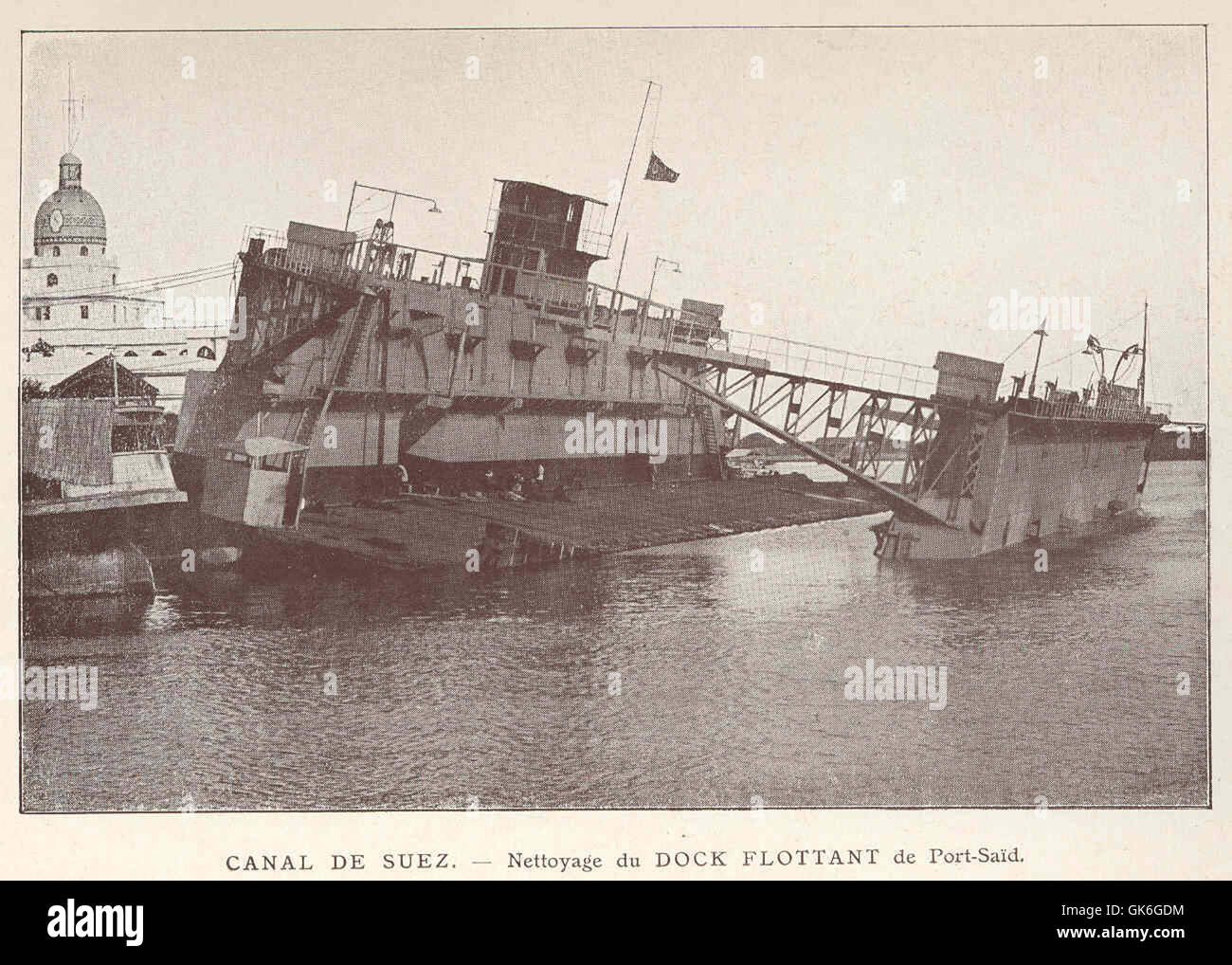The cleaning of the floating dock at Port-Said, located on the Suez ...