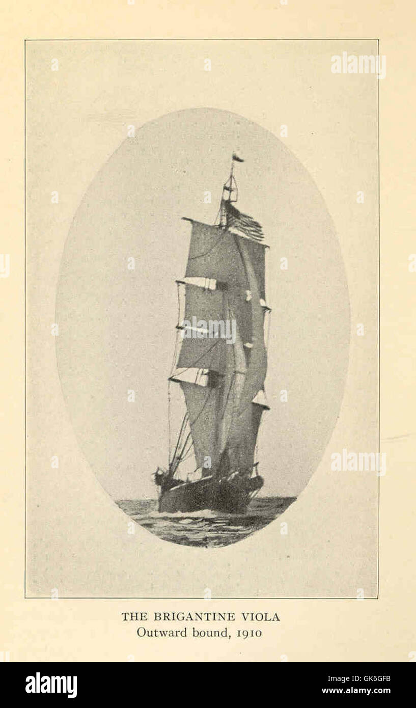 The Brigantine Viola, a two-masted ship, is shown leaving port in 1910 ...