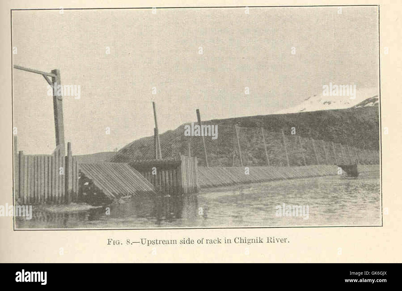 This image shows the upstream side of a fish rack in the Chignik River ...
