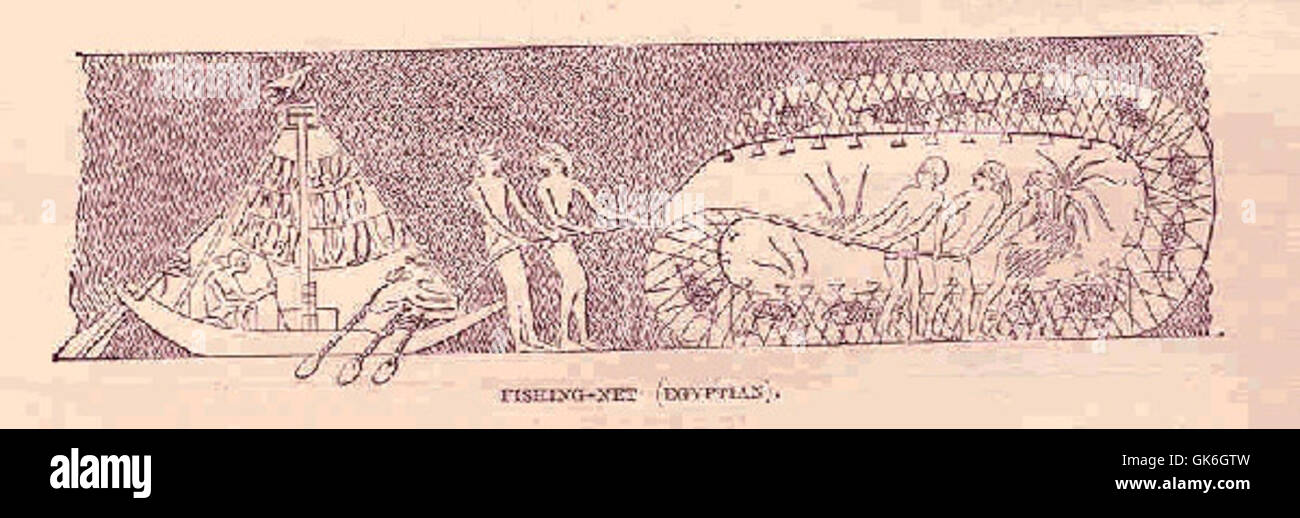 This image showcases an ancient Egyptian fishing net, demonstrating ...